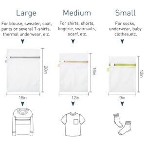 Amazon Brand - Pinzon Delicates Mesh Laundry Bags, Washing Machine Wash Bags, Reusable and Durable Mesh Wash Bags for Delicates Blouse, Hosiery, Underwear, Bra, Lingerie Baby Clothes - 5 Set(2L+2M+S)