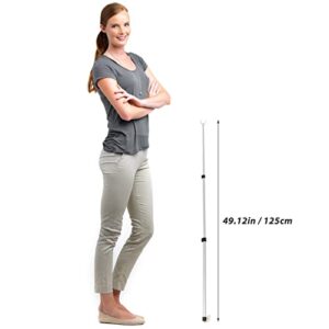 Telescoping Clothesline Prop Clothing Pole: Retractable Aluminium Alloy Clothesline Pole Adjustable Closet Pole for Indoor Outdoor Silver