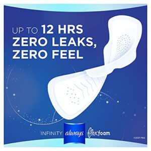 Always Infinity FlexFoam Pads for Women, Size 5, Extra Heavy Overnight Absorbency, Unscented, 22 Count (Pack of 2)