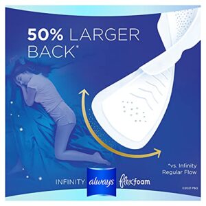 Always Infinity FlexFoam Pads for Women, Size 5, Extra Heavy Overnight Absorbency, Unscented, 22 Count (Pack of 2)