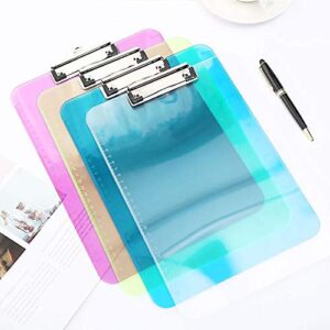 TGRTY Office Supply Clipboard A4 Acrylic Clipboard Transparent Writing Drawing Office Pads Paper Exam Storage Clip Board Stationery for School Supplies Durable Low Profile Clip (Color : Blue 1pc)