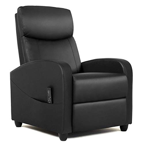 SMUG Recliner Chair, PU Leather Massage Chair Full Body Living Room Chair Adjustable Home Theater Seating Winback Single Sofa Chair Padded Seat Push Back Recliners Armchair for Living Room