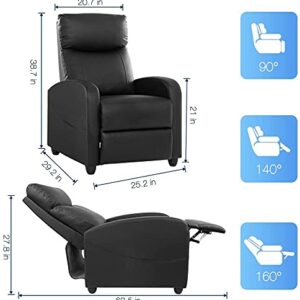 SMUG Recliner Chair, PU Leather Massage Chair Full Body Living Room Chair Adjustable Home Theater Seating Winback Single Sofa Chair Padded Seat Push Back Recliners Armchair for Living Room