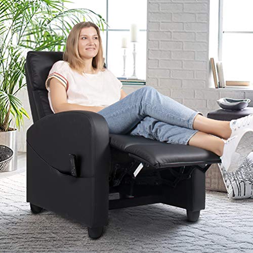 SMUG Recliner Chair, PU Leather Massage Chair Full Body Living Room Chair Adjustable Home Theater Seating Winback Single Sofa Chair Padded Seat Push Back Recliners Armchair for Living Room