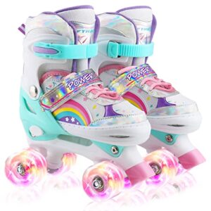 girls roller skates for kids toddler child beginners, adjustable 4 sizes roller skates for adult and youth with all light up wheels, patines para niñas for outdoor indoor , small