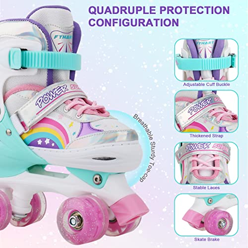 Girls Roller Skates for Kids Toddler Child Beginners, Adjustable 4 Sizes Roller Skates for Adult and Youth with All Light Up Wheels, patines para niñas for Outdoor Indoor , Small