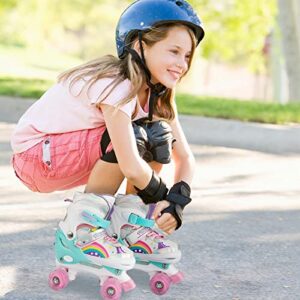 Girls Roller Skates for Kids Toddler Child Beginners, Adjustable 4 Sizes Roller Skates for Adult and Youth with All Light Up Wheels, patines para niñas for Outdoor Indoor , Small