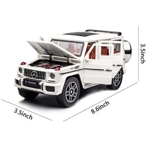 EROCK Exquisite car Model 1/24 Benz G63 AMG Model Car, Zinc Alloy Pull Back Toy car with Sound and Light for Kids Boy Girl Gift (White)