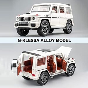 EROCK Exquisite car Model 1/24 Benz G63 AMG Model Car, Zinc Alloy Pull Back Toy car with Sound and Light for Kids Boy Girl Gift (White)