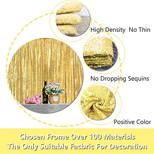 Gold Sequin Backdrop Curtains 4 Panels 2FTx8FT Wedding Photo Backdrop Glitter Birthday Bridal Party Curtains Sparkle Background Drapes Parties Decor Curtains