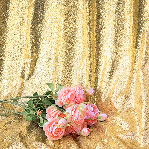 Gold Sequin Backdrop Curtains 4 Panels 2FTx8FT Wedding Photo Backdrop Glitter Birthday Bridal Party Curtains Sparkle Background Drapes Parties Decor Curtains