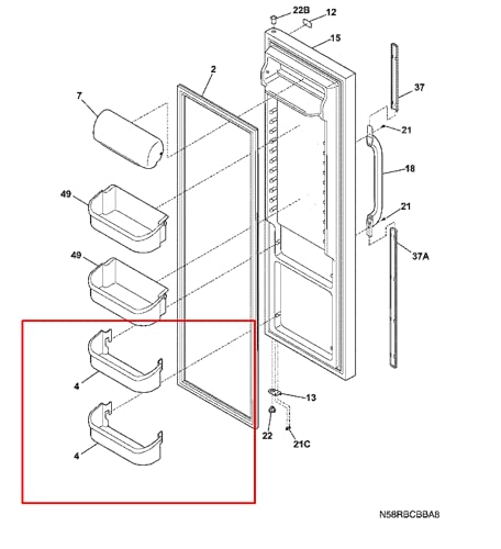 Clear Door Bin Side Shelf Refrigerator Replacement For Frigidaire, White Westinghouse, Kelvinator, Gibson, Kenmore, Sears, Tappan, Electrolux - Replaces PS429725 AP2115742