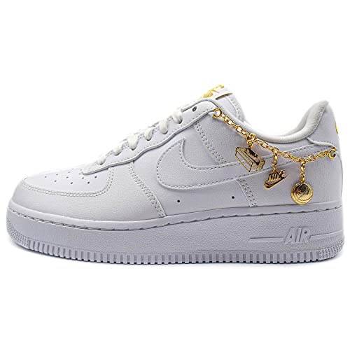 Nike Women's Air Force 1 Basketball Shoes, White/White-metallic Gold, 6.5