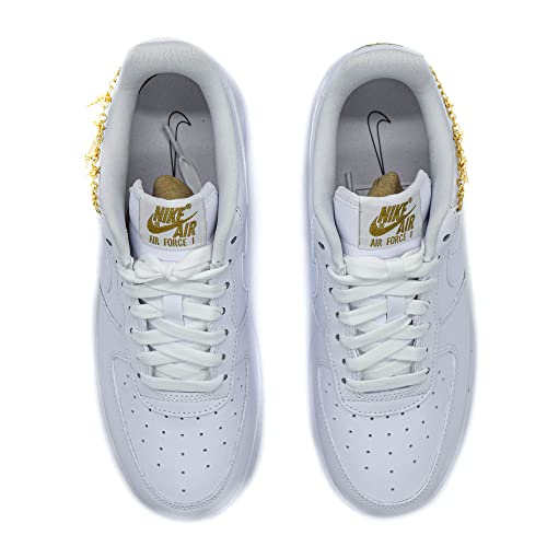 Nike Women's Air Force 1 Basketball Shoes, White/White-metallic Gold, 6.5