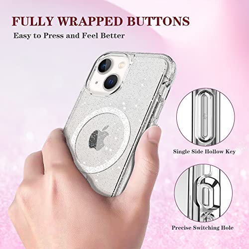 LABILUS iPhone 13 Mini Case, Glitter Shining Double Layers Bumper Hard PC Back Protective Case Compatible with MagSafe for Girls Women, Designed for iPhone 13 Mini (5.4 inch) - Magnetic Clear