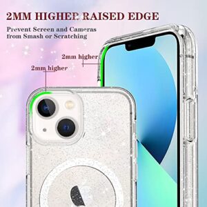 LABILUS iPhone 13 Mini Case, Glitter Shining Double Layers Bumper Hard PC Back Protective Case Compatible with MagSafe for Girls Women, Designed for iPhone 13 Mini (5.4 inch) - Magnetic Clear