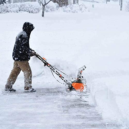 Snow Thrower, 18 Inch Electric Snow Blower, Overload Protection, 13 Amp, Steel Auger, 180° Rotatable Chute, Black & Orange a03