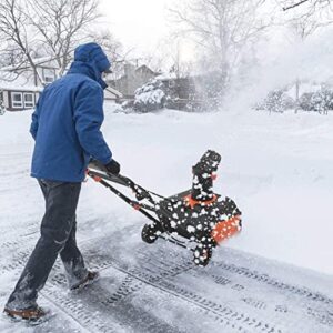 Snow Thrower, 18 Inch Electric Snow Blower, Overload Protection, 13 Amp, Steel Auger, 180° Rotatable Chute, Black & Orange a03