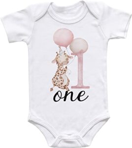 giraffe birthday shirt, safari first birthday outfit for girl, one birthday shirt baby girl (12m short sleeve white t-shirt)