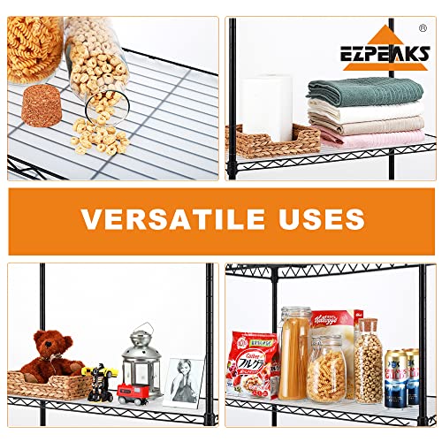 EZPEAKS 4-Shelf Shelving Units and Storage on Wheels with Shelf Liners Set of 4, NSF Certified, Adjustable Carbon Steel Wire Shelving Unit Rack for Garage, Kitchen, Office, Black (50H X 30W X 14D)