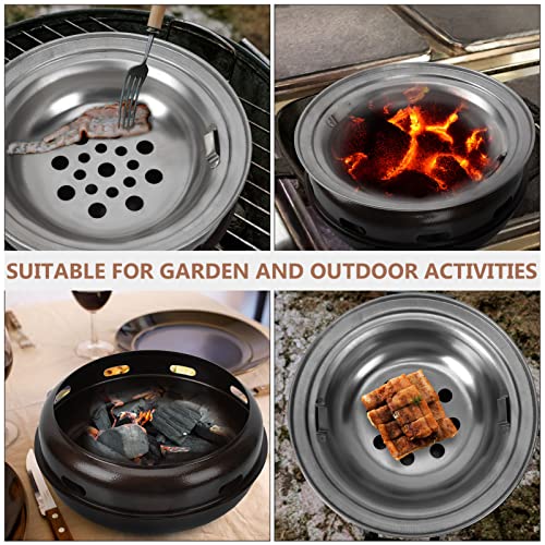 Cabilock Portable Burner Stainless Steel BBQ Grill Charcoal Stove Folding Barbecue Grill Portable for Picnic Garden Terrace Camping Travel Garden Camping Picnic Outdoor Grills