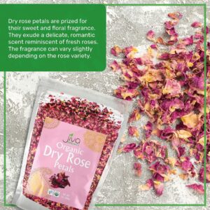 Jiva USDA Organic Dried Red Rose Petals 7 Oz (200g) Large Bag - Food Grade, Edible Flowers - Use in Tea, Baking, Making Rose Water, Crafting, Wedding Confetti