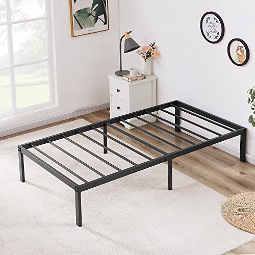 VECELO 14" Twin Metal Platform Bed Frame,Heavy Duty Steel Slat/Easy Assembly Mattress Foundation/No Box Spring Needed