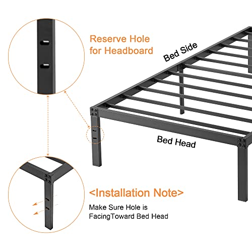 VECELO 14" Twin Metal Platform Bed Frame,Heavy Duty Steel Slat/Easy Assembly Mattress Foundation/No Box Spring Needed