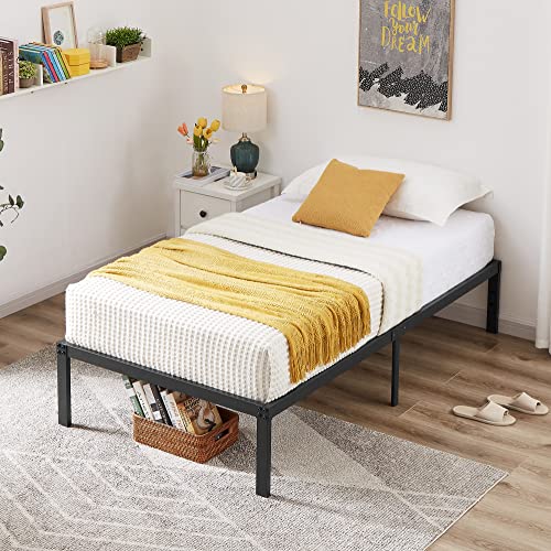 VECELO 14" Twin Metal Platform Bed Frame,Heavy Duty Steel Slat/Easy Assembly Mattress Foundation/No Box Spring Needed