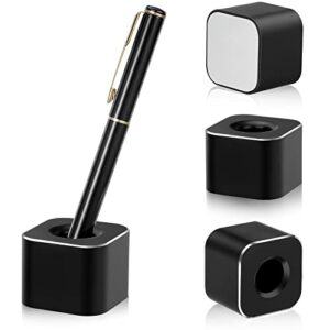 2 pieces metal pen stand square pen holder base aluminum student desk organizer single pen holder for desk desktop toothbrush stand holder pen display stand for home office students teachers (black)