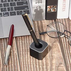 2 Pieces Metal Pen Stand Square Pen Holder Base Aluminum Student Desk Organizer Single Pen Holder for Desk Desktop Toothbrush Stand Holder Pen Display Stand for Home Office Students Teachers (Black)