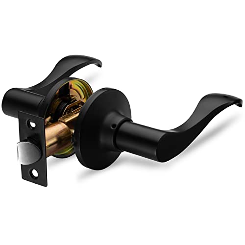 Berlin Modisch Passage Lever Door Handle [Non-Locking Lever Set] for Hallway Doors or Closets with a Iron Black Finish, Reversible for Right & Left Side, Classic Series