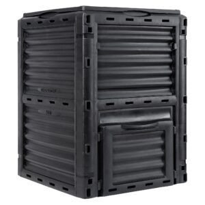 jupiterforce garden compost bin 80 gallon (300 l) from bpa free material, classic compost bin by easy assembling, large capacity, fast creation of fertile soil, household waste saver, black