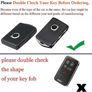 SANRILY Full Protection Key Fob Cover for Volvo XC90 XC60 S90 V90 2017 2018 Keyless Premium Metal and Leather Car Key Fob Shell Case with Keychain White