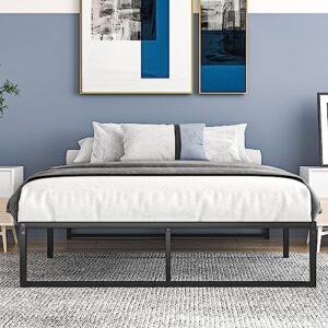 vecelo 14" metal platform bed frame/mattress foundation/no box spring needed/steel slat support (full size)