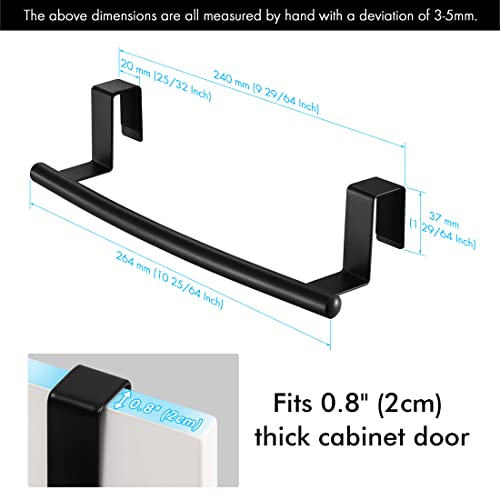 KES Over The Door Towel Rack, Over Cabinet Towel Bar Kitchen Bathroom Towel Holder Storage Dish Towel Holder, Over Cabinet Cupboard Door Towel Bar, Matte Black 2 Pack, KTH500S26-BK-P2