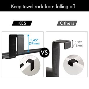 KES Over The Door Towel Rack, Over Cabinet Towel Bar Kitchen Bathroom Towel Holder Storage Dish Towel Holder, Over Cabinet Cupboard Door Towel Bar, Matte Black 2 Pack, KTH500S26-BK-P2