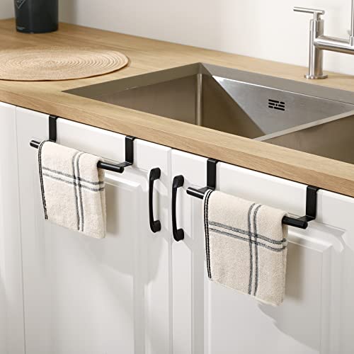 KES Over The Door Towel Rack, Over Cabinet Towel Bar Kitchen Bathroom Towel Holder Storage Dish Towel Holder, Over Cabinet Cupboard Door Towel Bar, Matte Black 2 Pack, KTH500S26-BK-P2