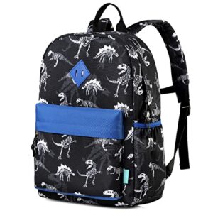 school backpack for boys, lightweight kids backpack preschool toddler kindergarten bookbag with front chest buckle,black dinosaur vonxury