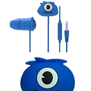 BByogooz Earbuds for Kids with Storage Case Cute Kids Earbuds in-Ear Wire Earphones for School Cartoon Headphones with Mic Microphone Gift for Girls Boys Adults (Blue Monster)