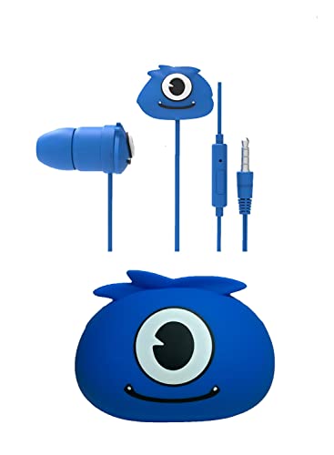 BByogooz Earbuds for Kids with Storage Case Cute Kids Earbuds in-Ear Wire Earphones for School Cartoon Headphones with Mic Microphone Gift for Girls Boys Adults (Blue Monster)