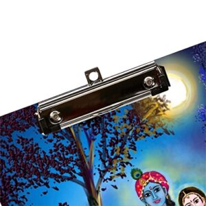 CVANU Beautiful Radha-Krishna Moon at The Back Print Wooden Exam Clipboard Writing Examination Pad Size(12.5inch X 9inch) Multicolor _CV02