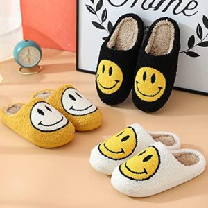 YJJY Smile Face Slippers for Women,Retro Soft Plush Lightweight House Slippers Slip-on Cozy Indoor Outdoor Slippers,Slip on Anti-Skid Sole