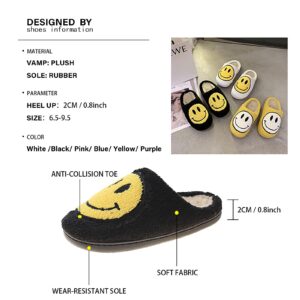 YJJY Smile Face Slippers for Women,Retro Soft Plush Lightweight House Slippers Slip-on Cozy Indoor Outdoor Slippers,Slip on Anti-Skid Sole