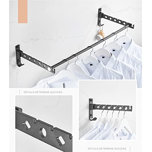 JERRY&RAIN Folding Collapsible Clothes Drying Rack Wall Mount Hanger Dtorage Laundry Room Organizer Space Aluminum Black