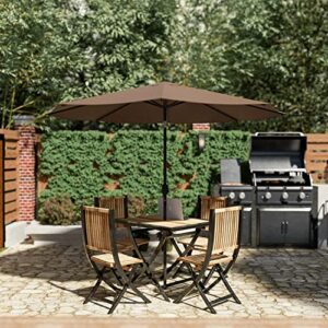 Greesum Patio Umbrella, Outdoor Market Table Parasol with Push Button Tilt, Crank and 8 Sturdy Ribs for Garden, Lawn Backyard & Pool, Brown