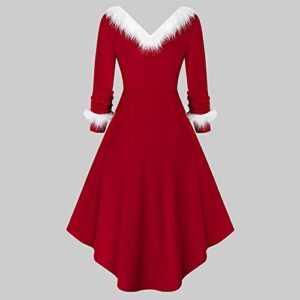 NaRHbrg Plus Size Womens Vintage Dress Christmas Long Sleeve High Low Dresses Cocktail Holiday Party Dress Cosplay Outfits