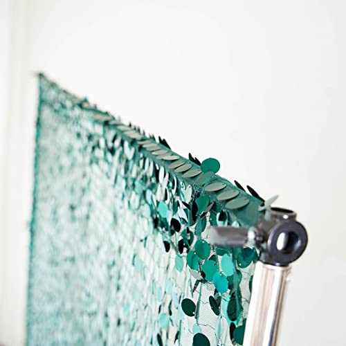 Efavormart 8ft x 8ft Hunter Emerald Green Big Payette Sequin Curtains Photo Booth Backdrop with Rod Pocket Photo Booth Backdrops Photography Background Drapes for Birthday Wedding Party