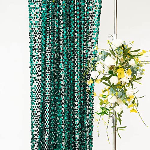 Efavormart 8ft x 8ft Hunter Emerald Green Big Payette Sequin Curtains Photo Booth Backdrop with Rod Pocket Photo Booth Backdrops Photography Background Drapes for Birthday Wedding Party