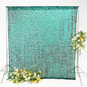 Efavormart 8ft x 8ft Hunter Emerald Green Big Payette Sequin Curtains Photo Booth Backdrop with Rod Pocket Photo Booth Backdrops Photography Background Drapes for Birthday Wedding Party